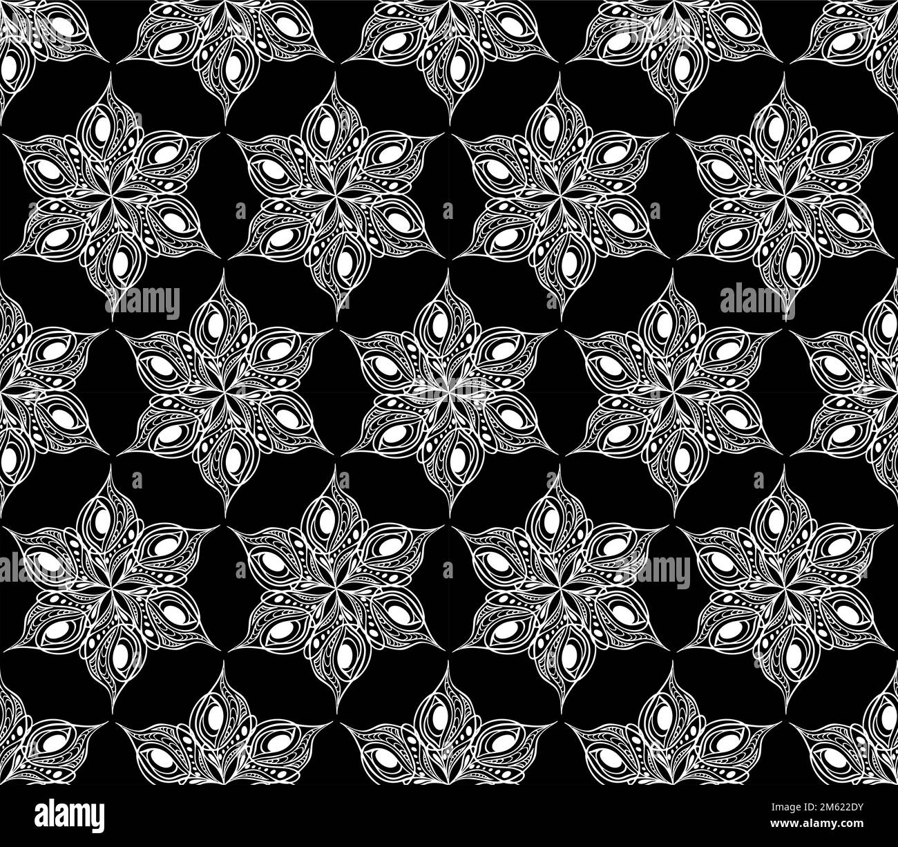 seamless symmetrical pattern of abstract white graphic elements on a ...