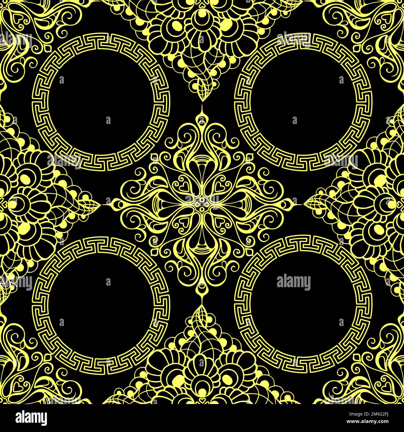 seamless graphic pattern, tile with abstract geometric yellow ornament ...