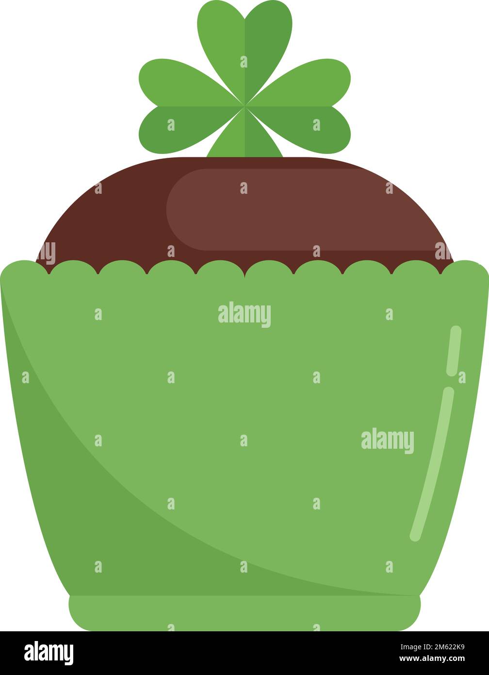 Clover plant pot icon flat vector. Four leaf plant. Lucky irish trefoil ...