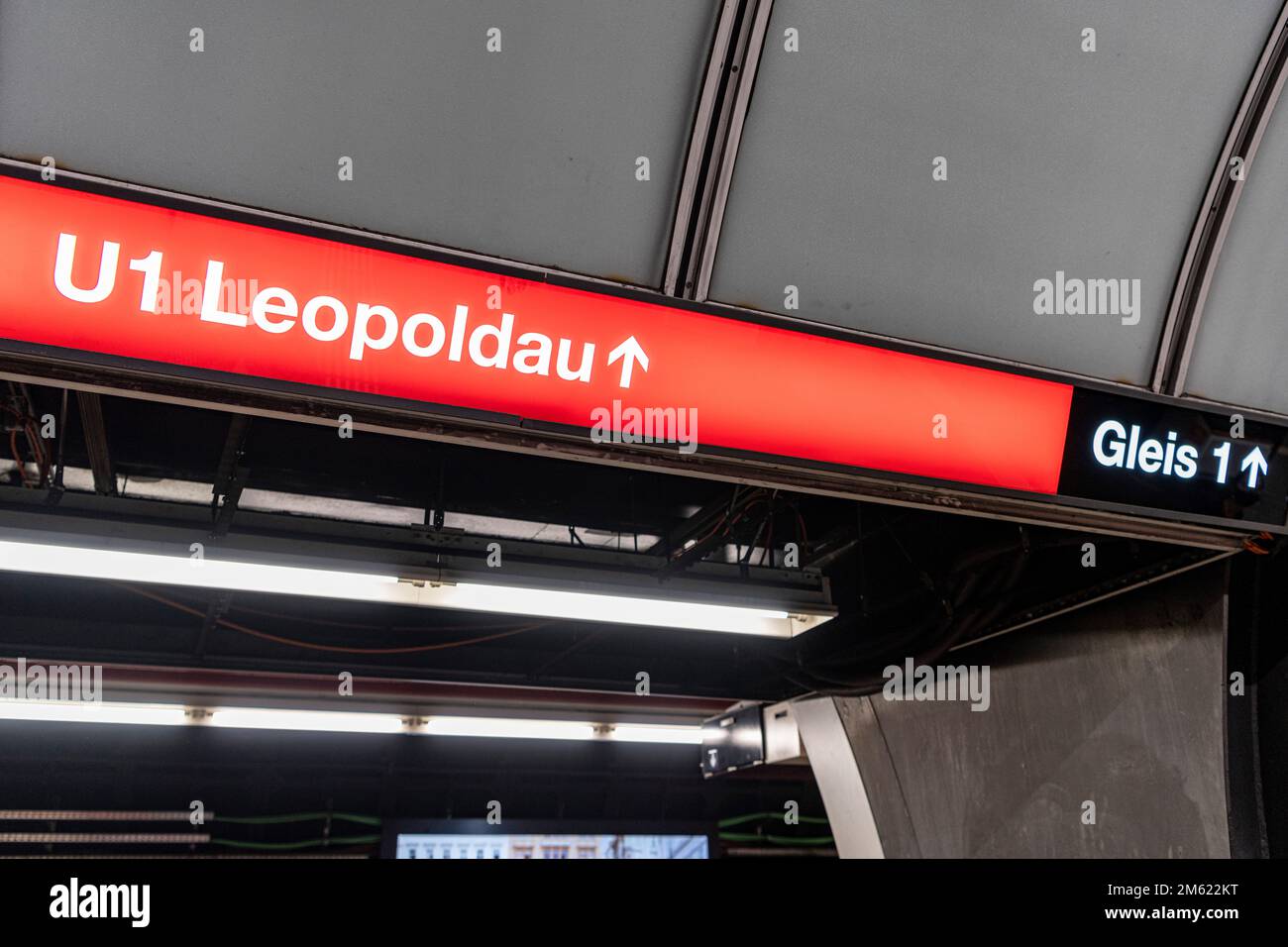 Signs in underground tube station, Vienna, Austria Stock Photo - Alamy
