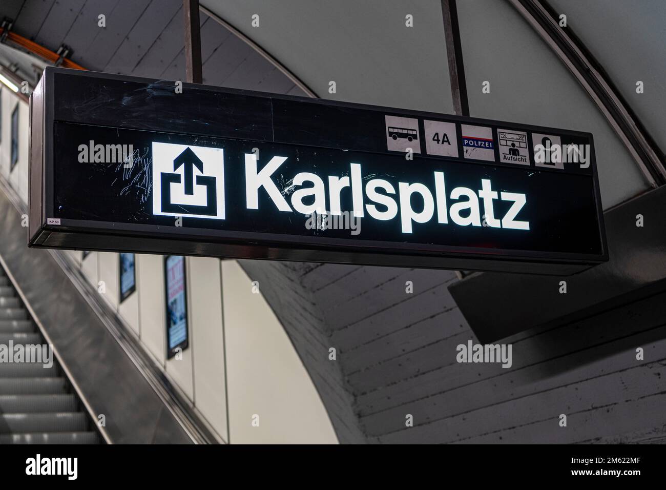 Signs in underground tube station, Vienna, Austria Stock Photo - Alamy
