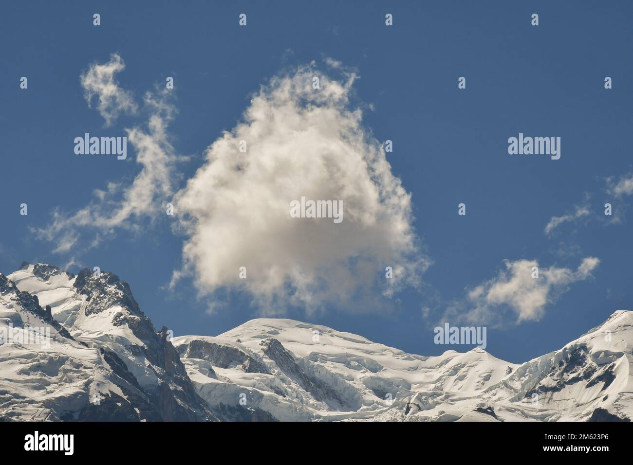 Summit of the Mont Blanc mountain in the French Alps, Chamonix, Rhone ...