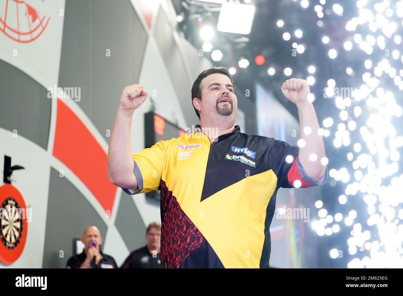 Gabriel Clemens celebrates victory over Gerwyn Price during day ...