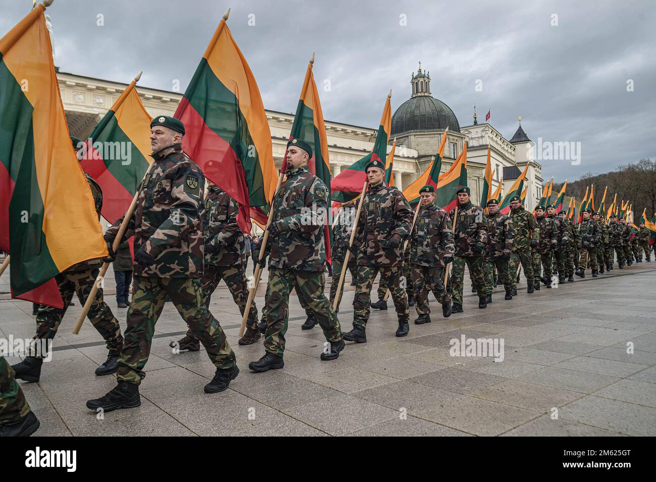 Vilnius, Lithuania. 01st Jan, 2023. Lithuanian servicemen leave the ...