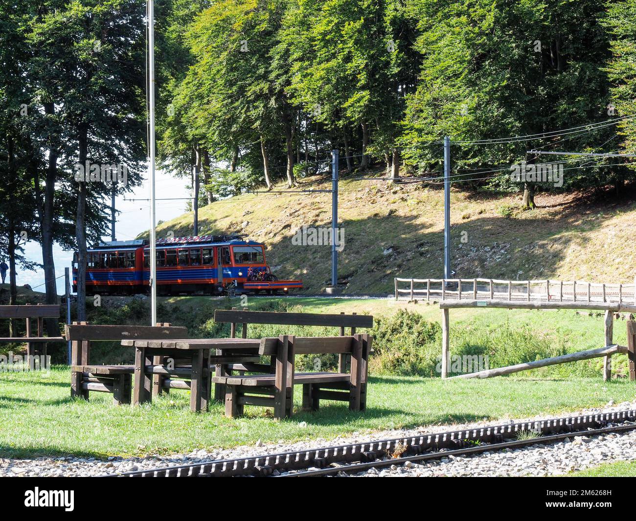 Monte Generoso, Switzerland - August 26, 2018: Monte Generoso railway ...