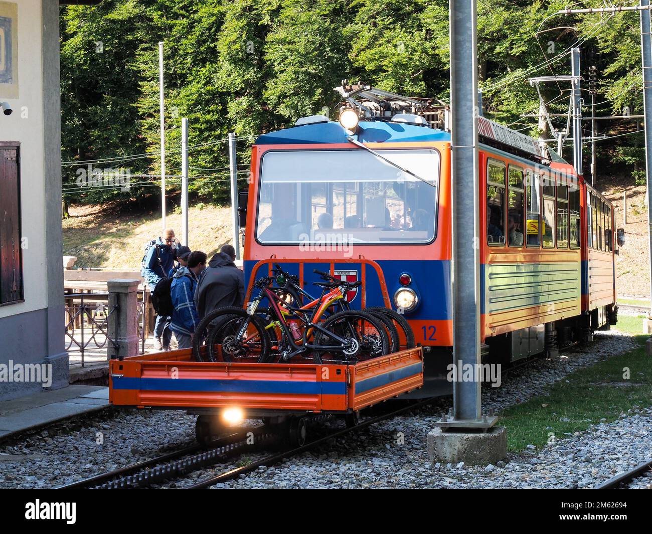 Monte Generoso, Switzerland - August 26, 2018: Monte Generoso railway ...