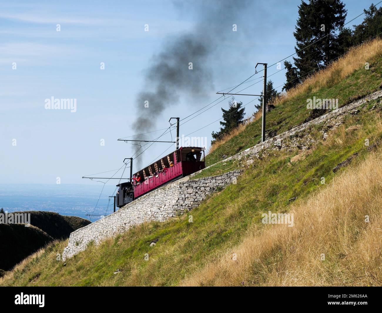 Monte Generoso, Switzerland - August 26, 2018: Monte Generoso railway ...