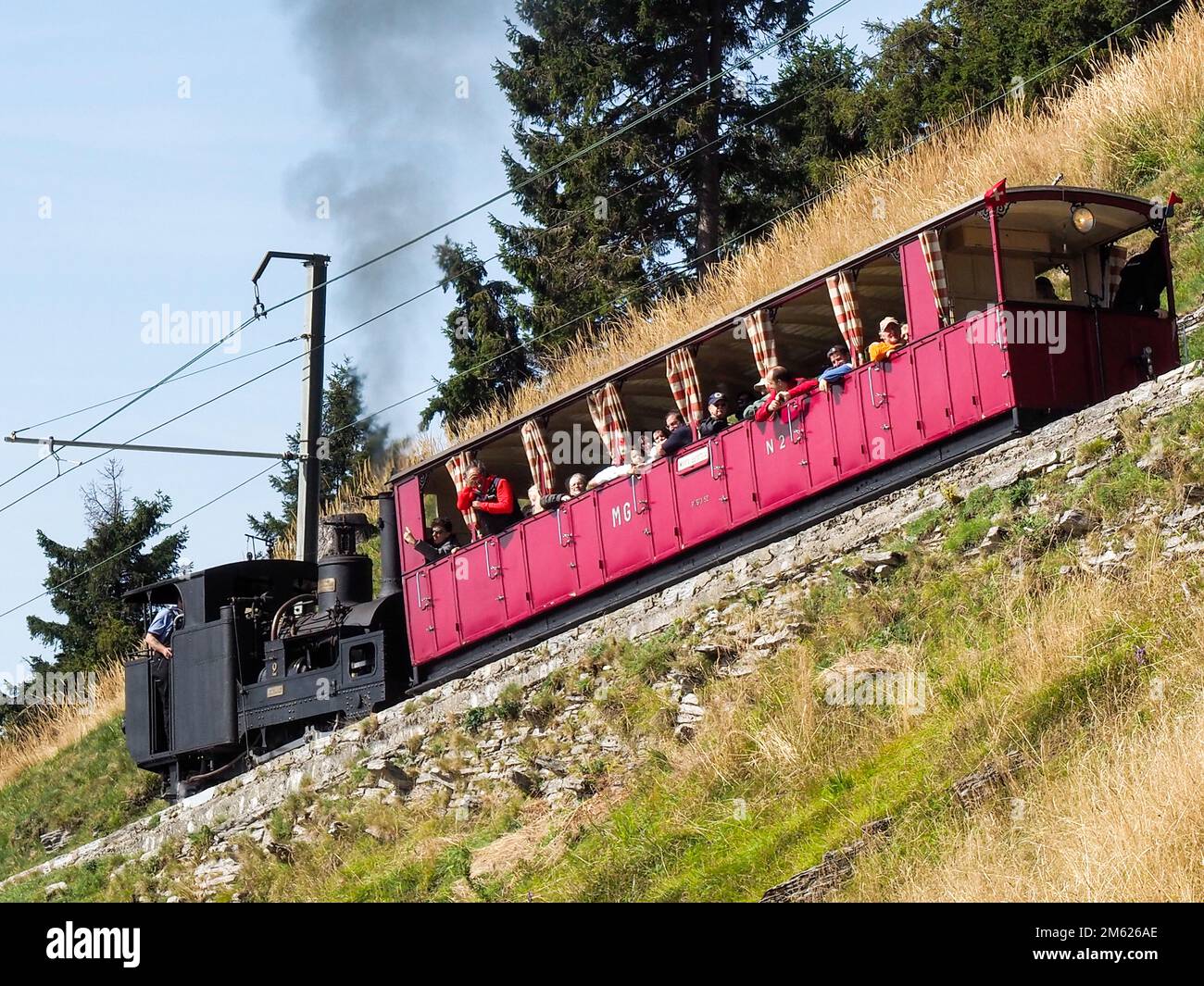 Monte Generoso, Switzerland - August 26, 2018: Monte Generoso railway ...