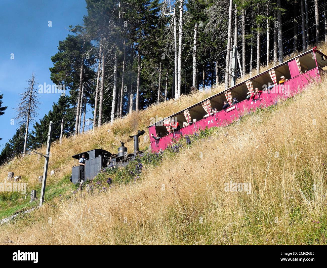 Monte Generoso, Switzerland - August 26, 2018: Monte Generoso railway ...