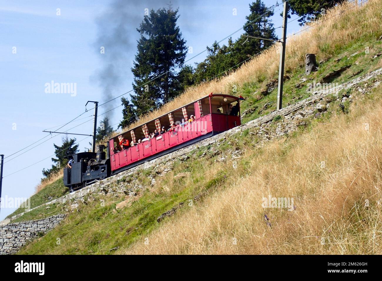 Monte Generoso, Switzerland - August 26, 2018: Monte Generoso railway ...