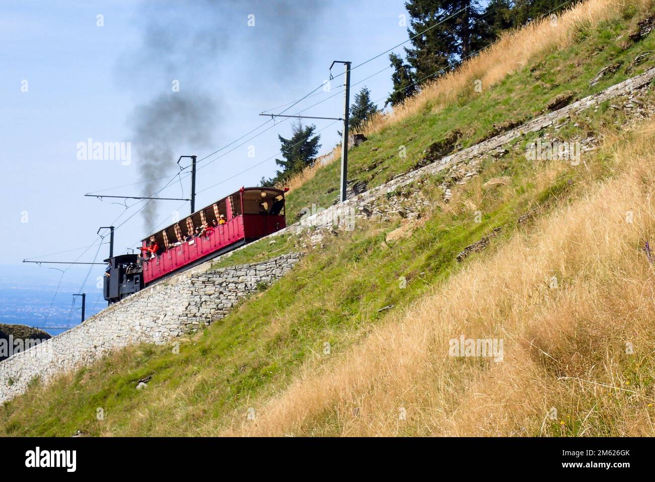 Monte Generoso, Switzerland - August 26, 2018: Monte Generoso railway ...