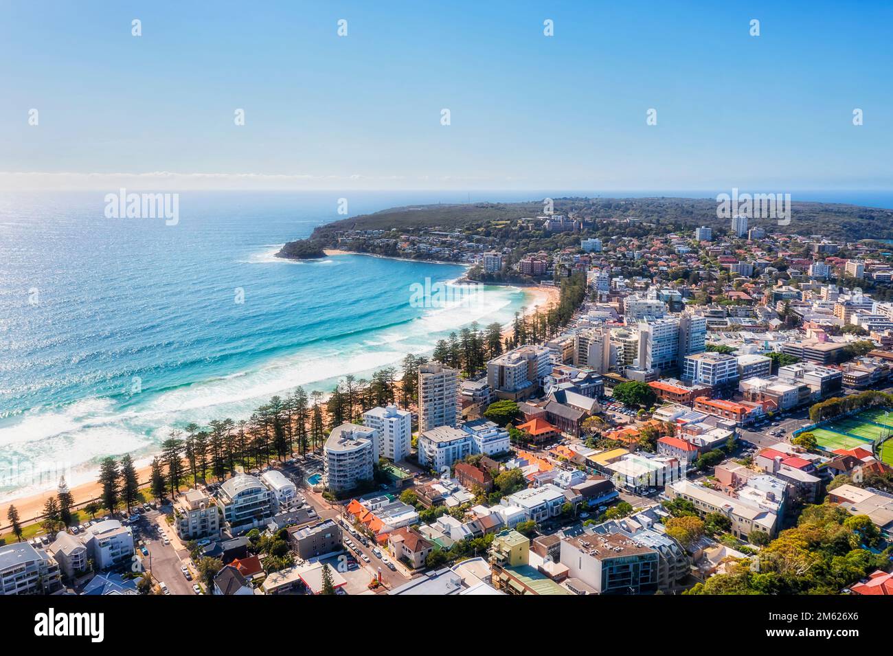 North shore Manly beach in Sydney on Pacific coast - aerial cityscape ...