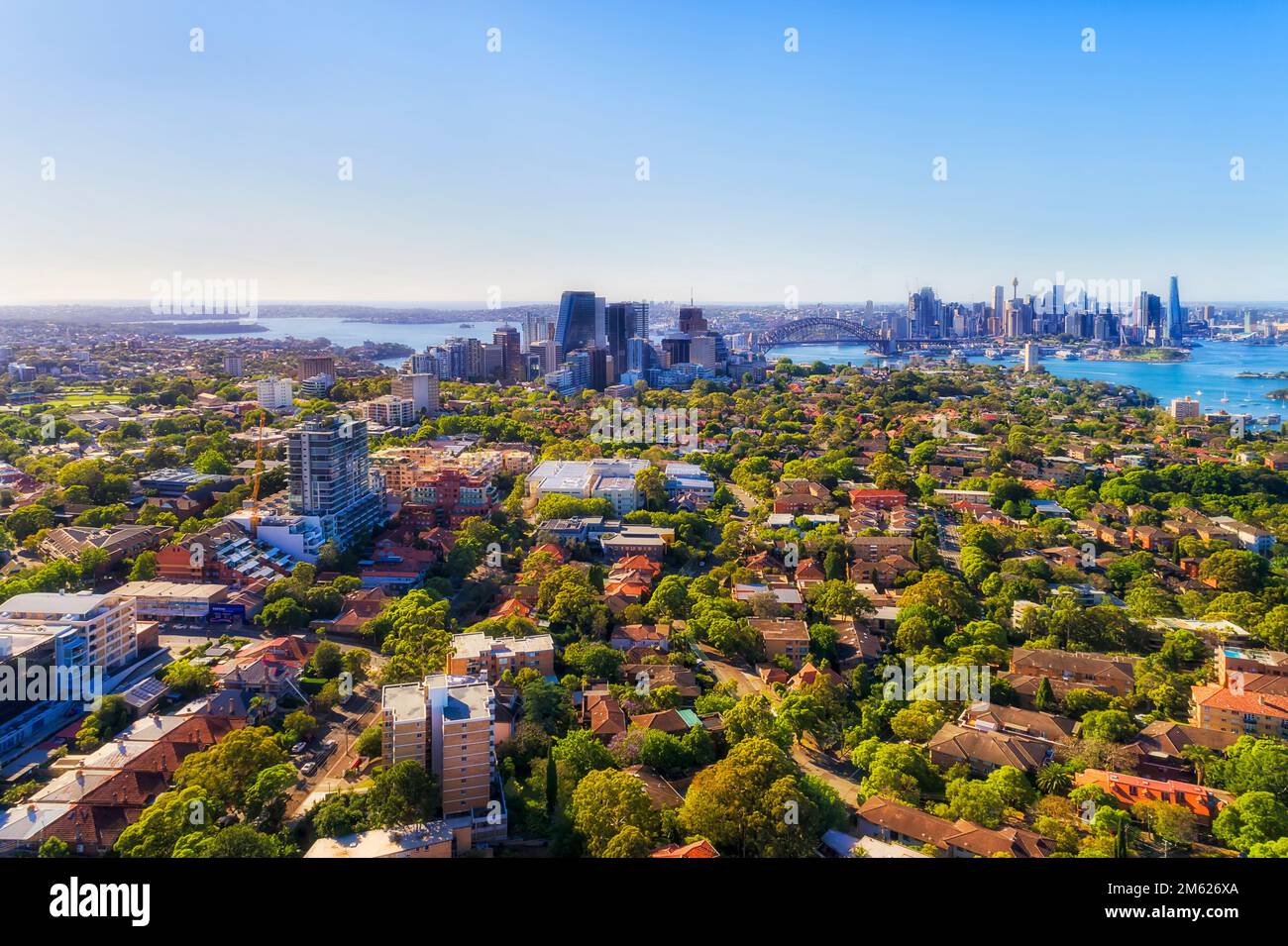 NOrth Sydney residential suburbs in high aerial cityscape view of ...