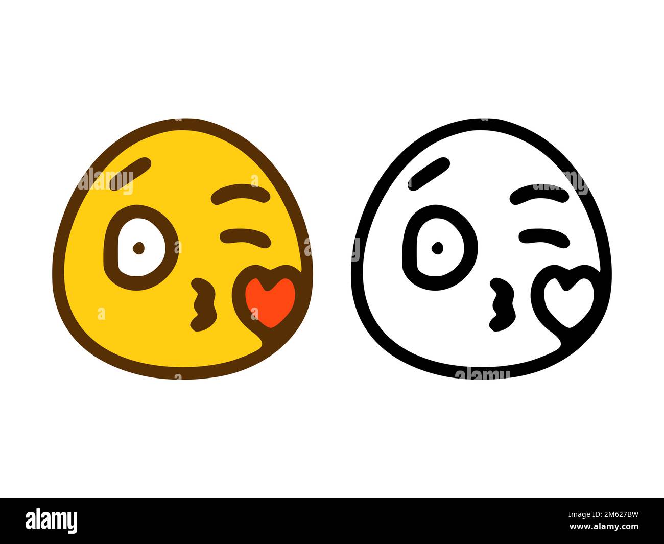 Kissing emoticon in two style isolated on white background Stock Vector ...