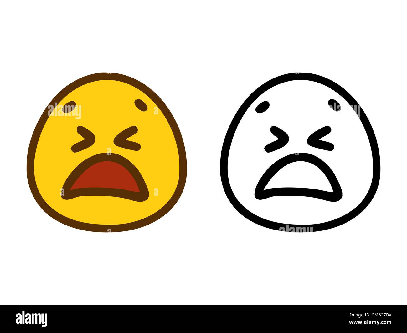 Sad emoticon in two style isolated on white background Stock Vector ...