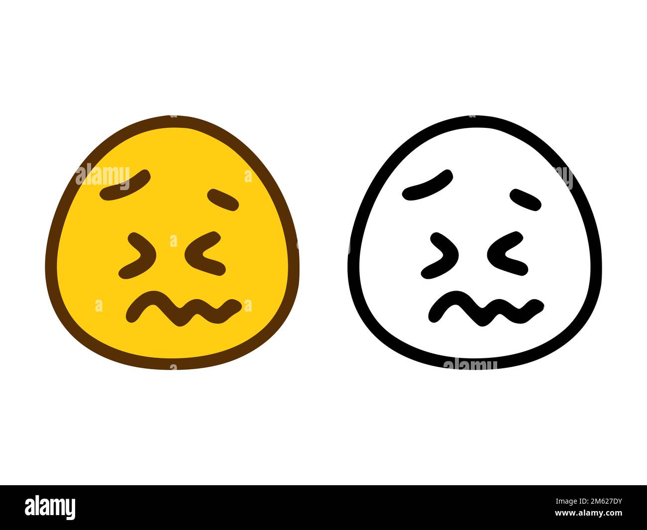 Sad emoticon in two style isolated on white background Stock Vector ...