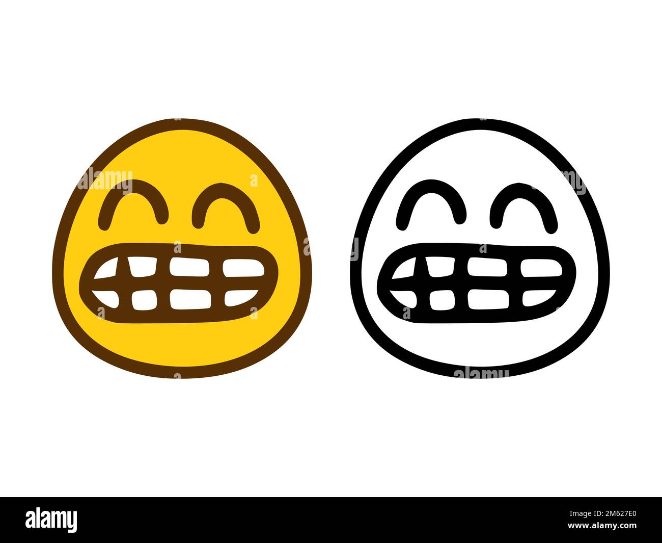 Funny happy face emoticon in two style isolated on white background ...