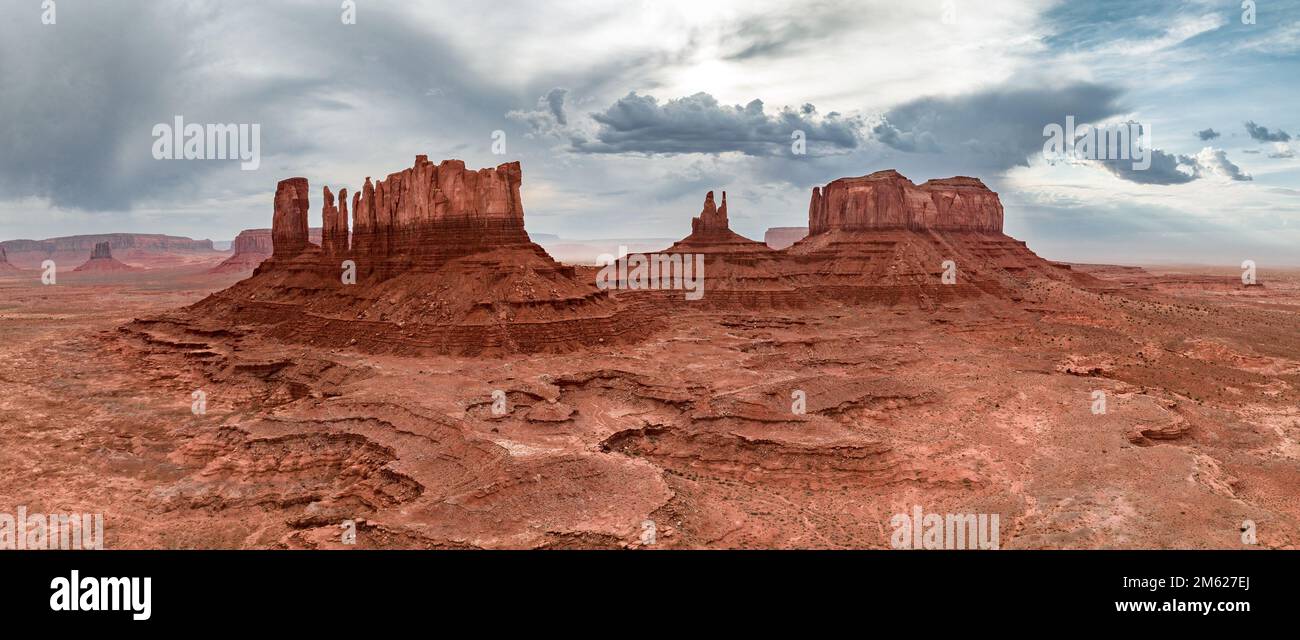Aerial view of the Rock formations in the Monument valley Stock Photo ...