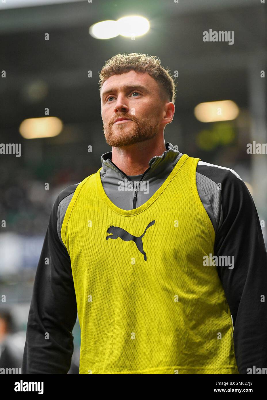 Plymouth Argyle defender Dan Scarr (6) warming up during the Sky Bet ...
