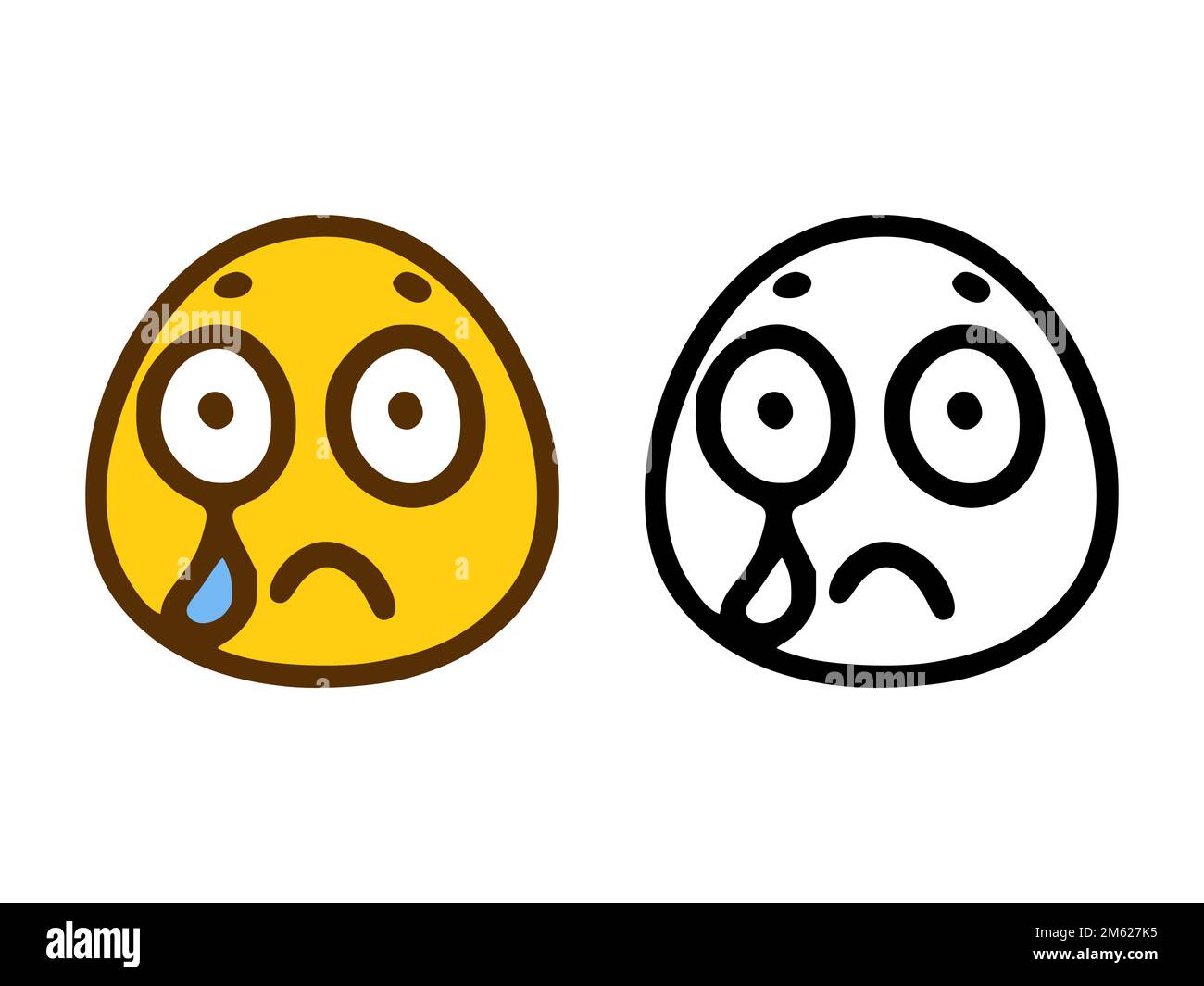 Crying emoticon in doodle style isolated on white background Stock ...