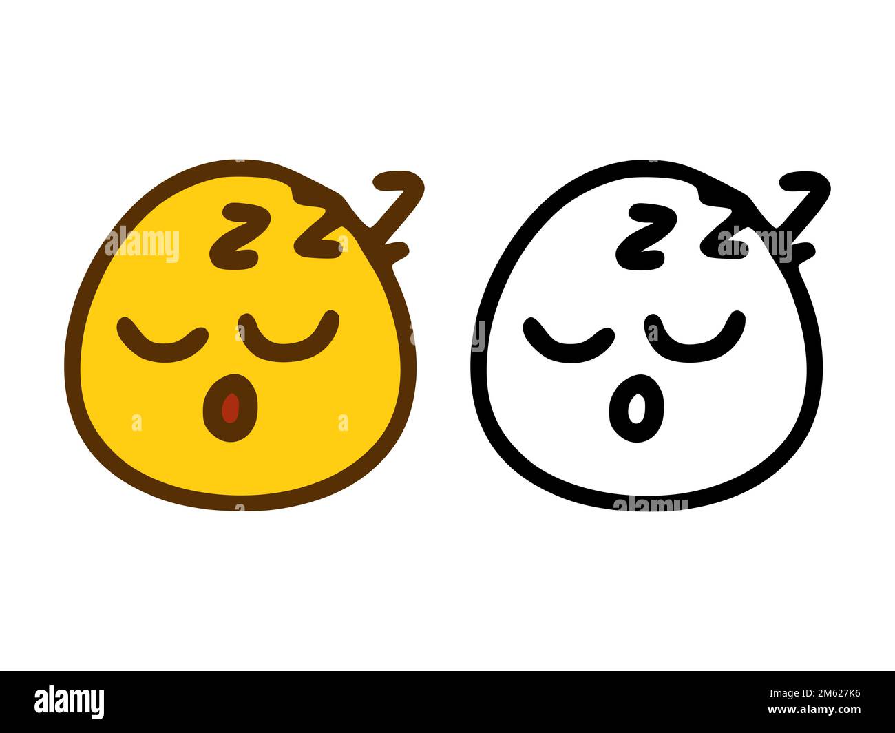 Sleeping emoticon in two style isolated on white background Stock ...