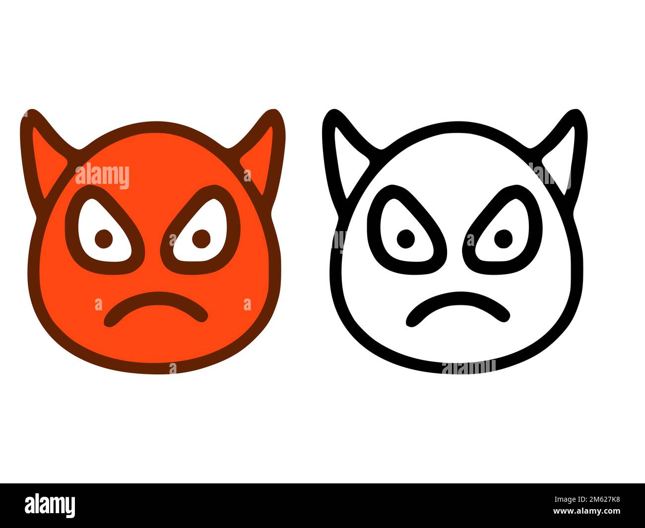 Evil devil emoticon in two style isolated on white background Stock ...