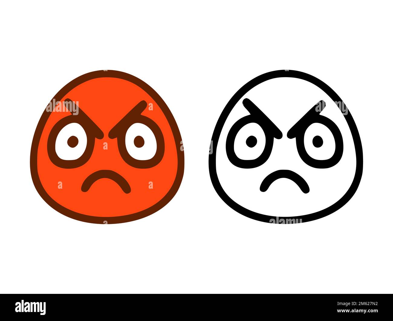 Angry emoticon in two style isolated on white background Stock Vector ...