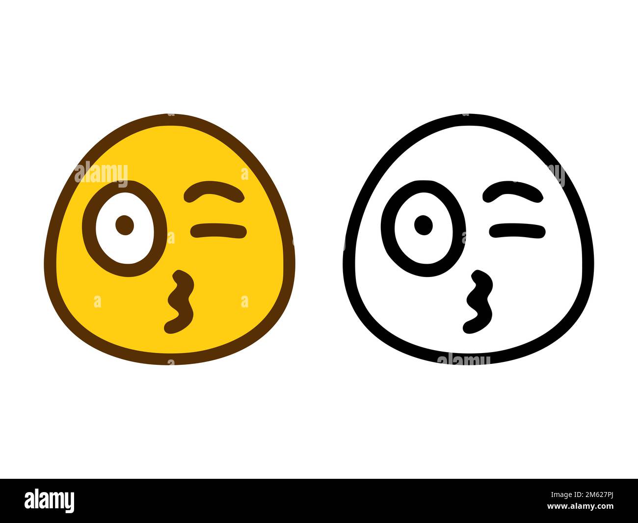 Kissing emoticon in two style isolated on white background Stock Vector ...