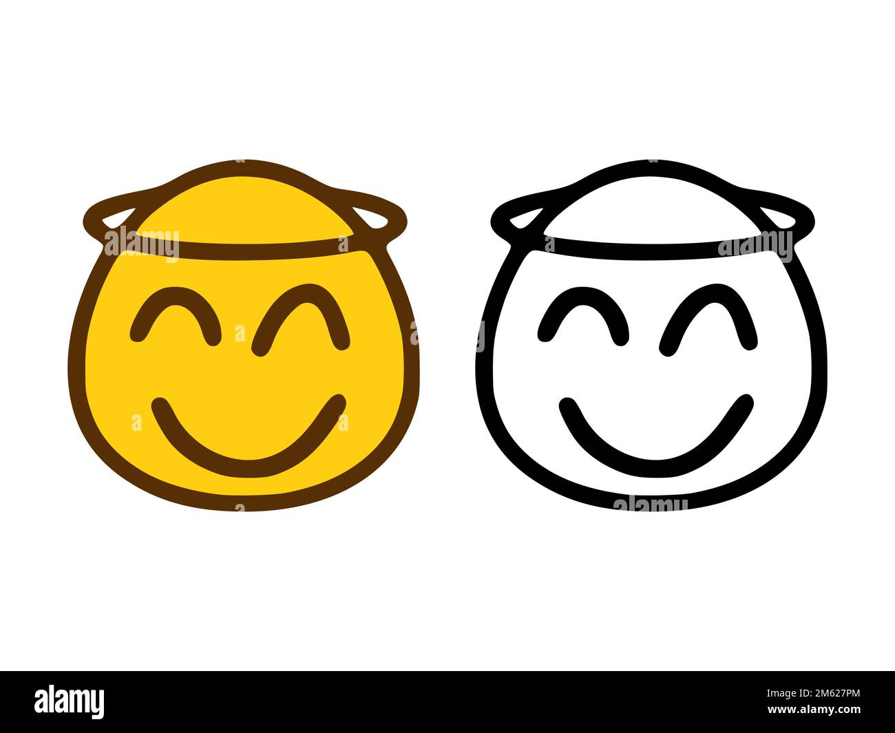 Happy holy emoticon in doodle style isolated on white background Stock ...