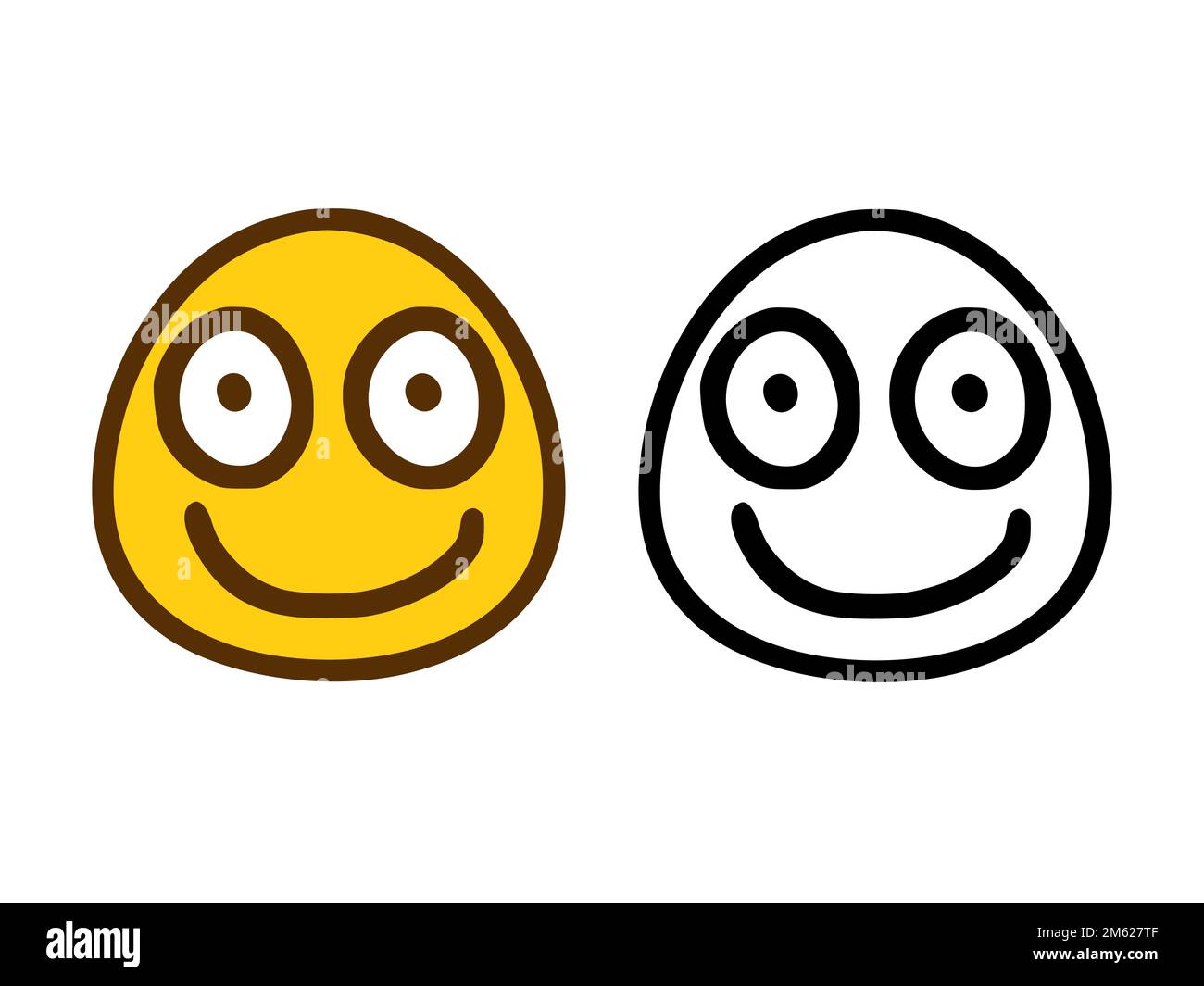 Happy face emoticon in two style isolated on white background Stock ...