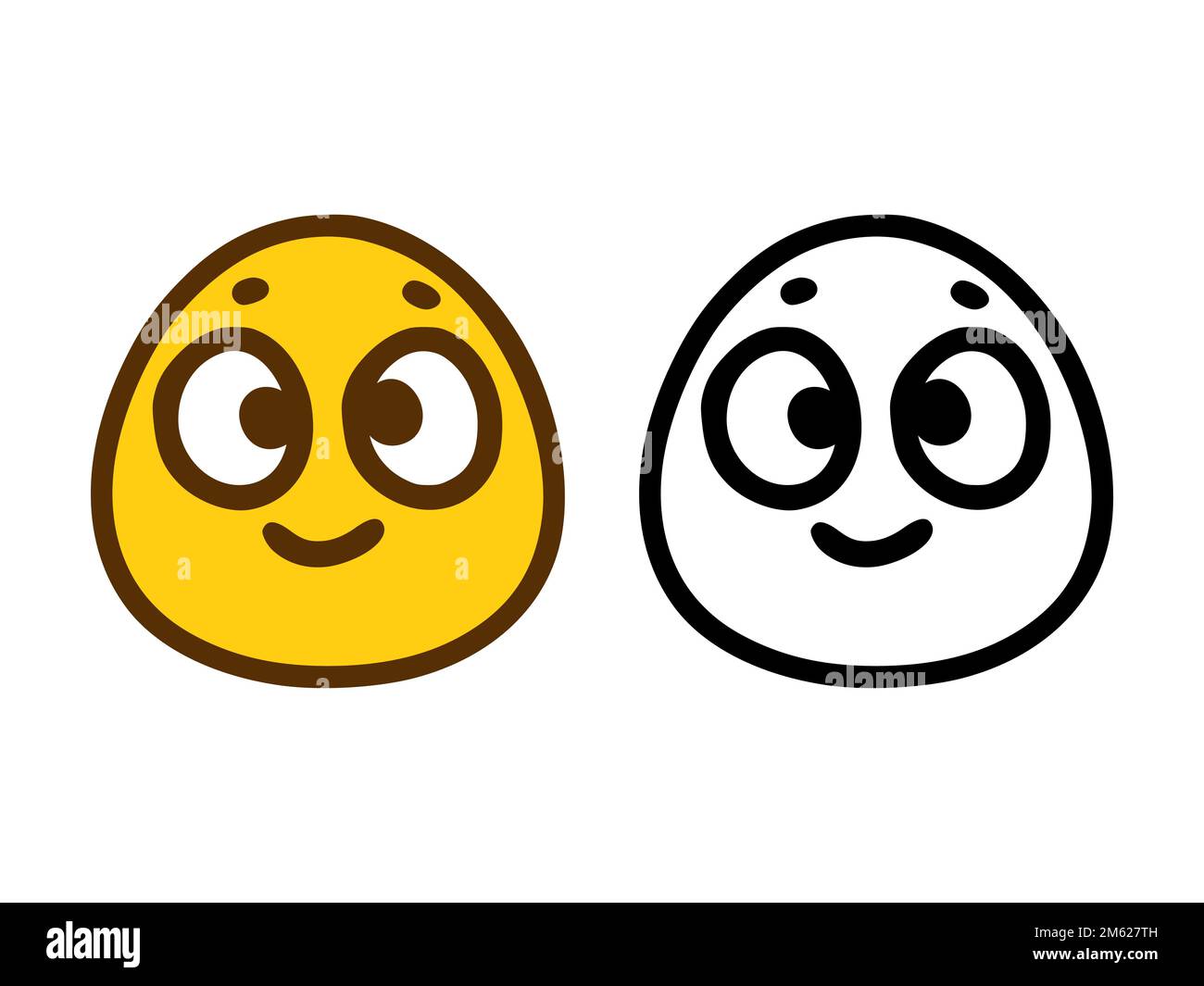 Cute happy emoticon in doodle style isolated on white background Stock ...
