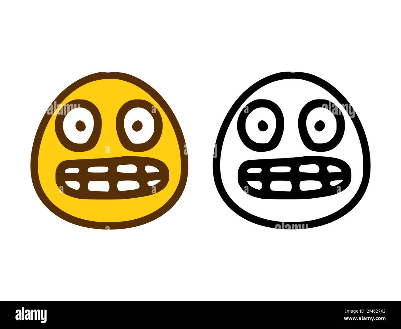 Emoticon showing teeth emoticon in two style isolated on white ...