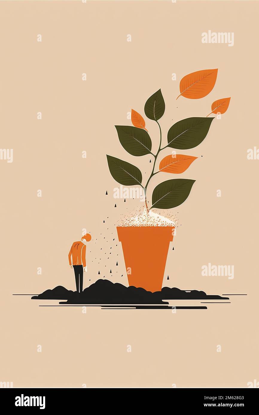 Minimalistic minimal flat illustration of thinking hi-res stock ...