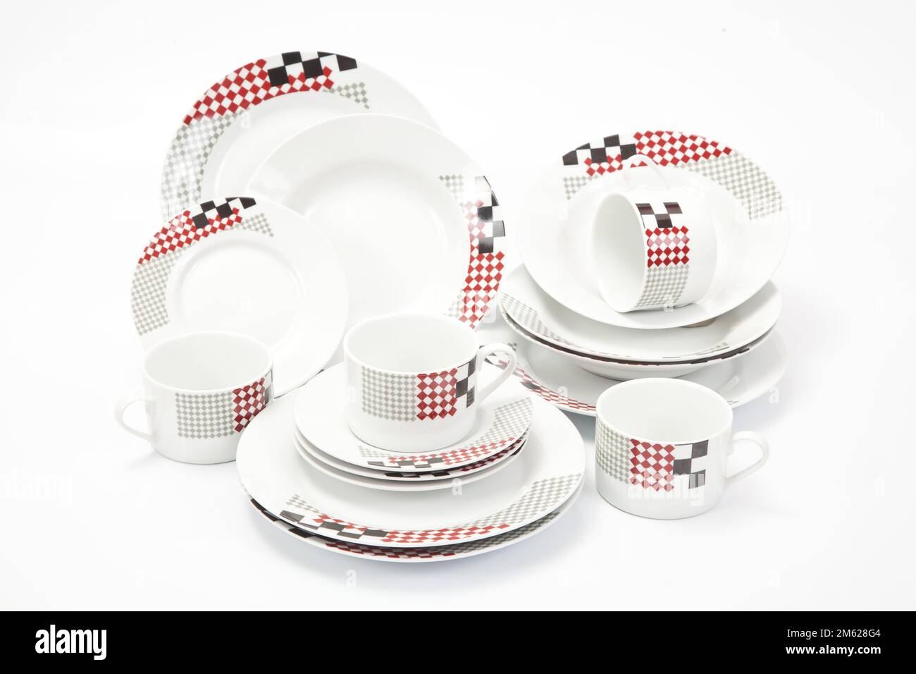 White modern dishes with geometric shapes Stock Photo - Alamy