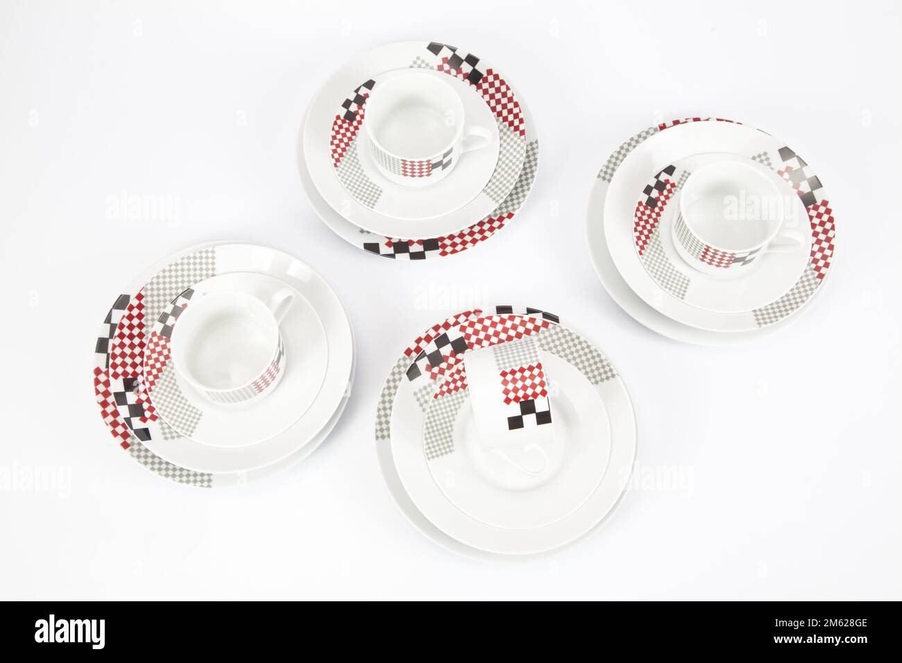 White modern dishes with geometric shapes Stock Photo - Alamy