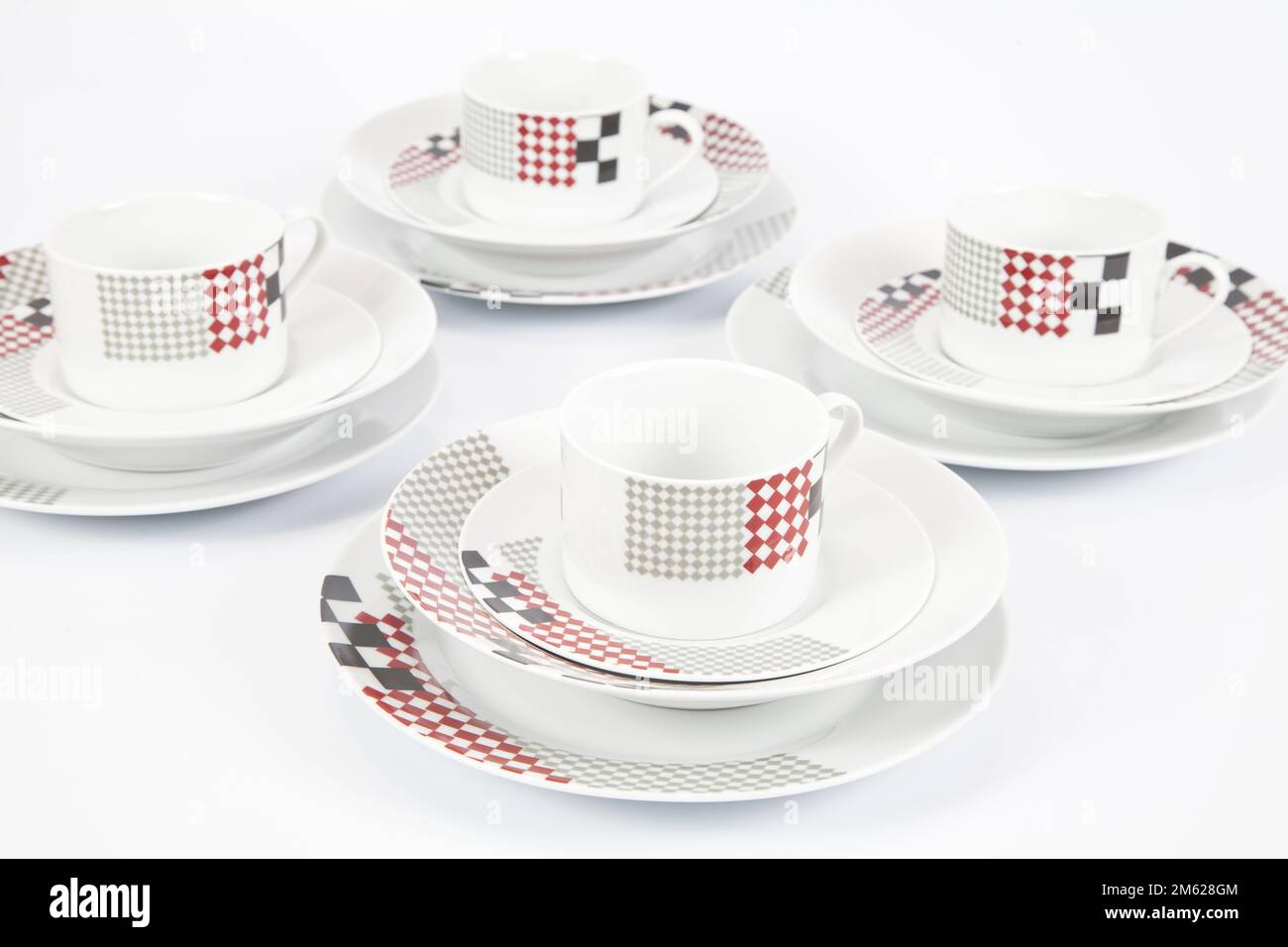 White modern dishes with geometric shapes Stock Photo - Alamy