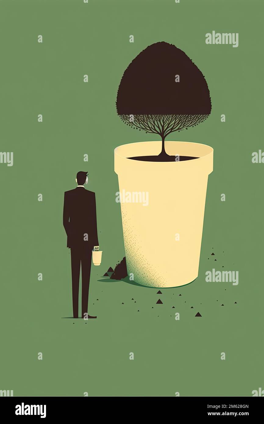 Minimalistic minimal flat illustration of thinking hi-res stock ...