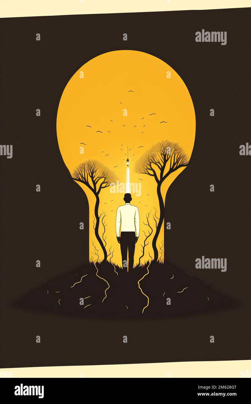 Minimalistic minimal flat illustration of thinking hi-res stock ...