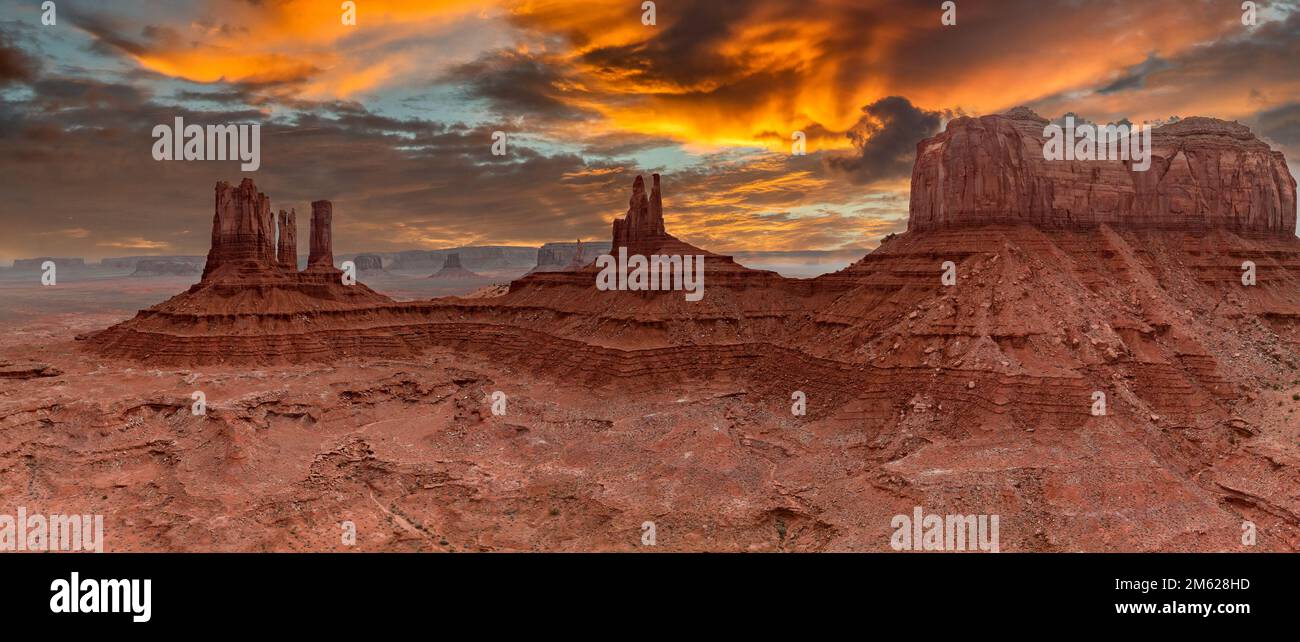 Aerial view of the Rock formations in the Monument valley Stock Photo ...