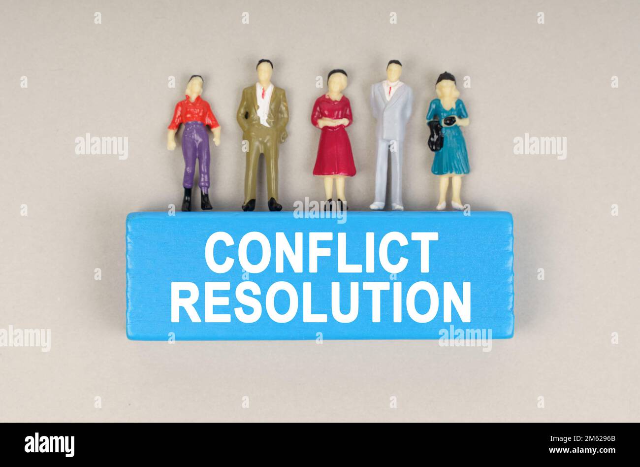 Business concept. On the blue block the inscription - Conflict ...