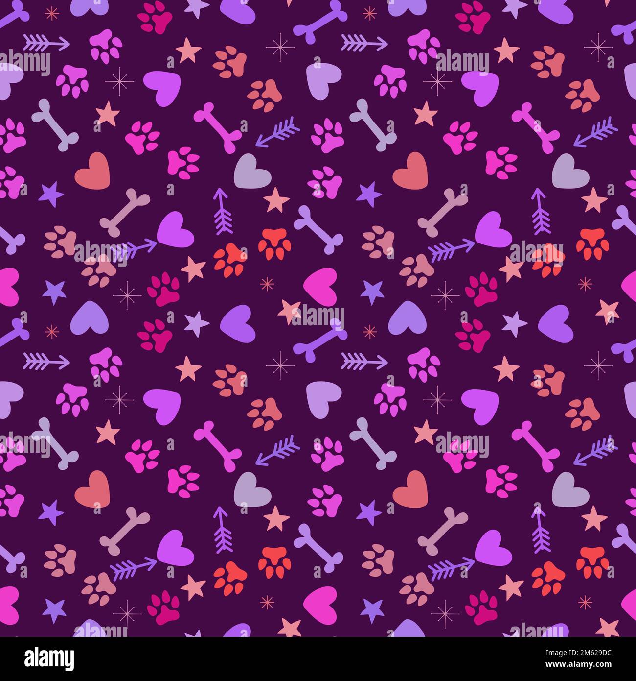 Animals cartoon seamless dog and cat footprints pattern for wrapping ...