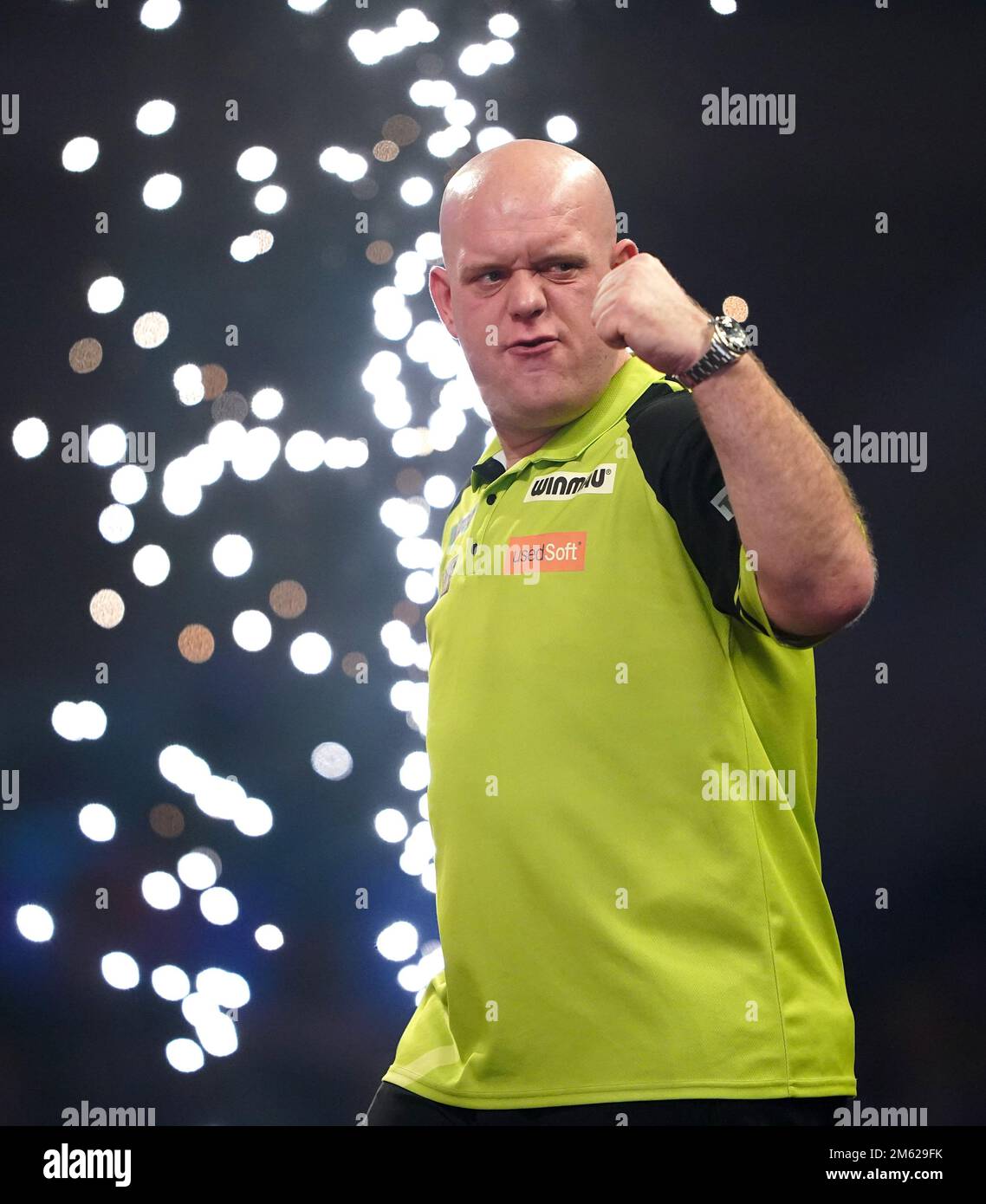 Michael van Gerwen celebrates victory over Chris Dobey during day ...