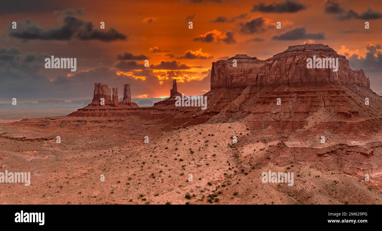Aerial view of the Rock formations in the Monument valley Stock Photo ...