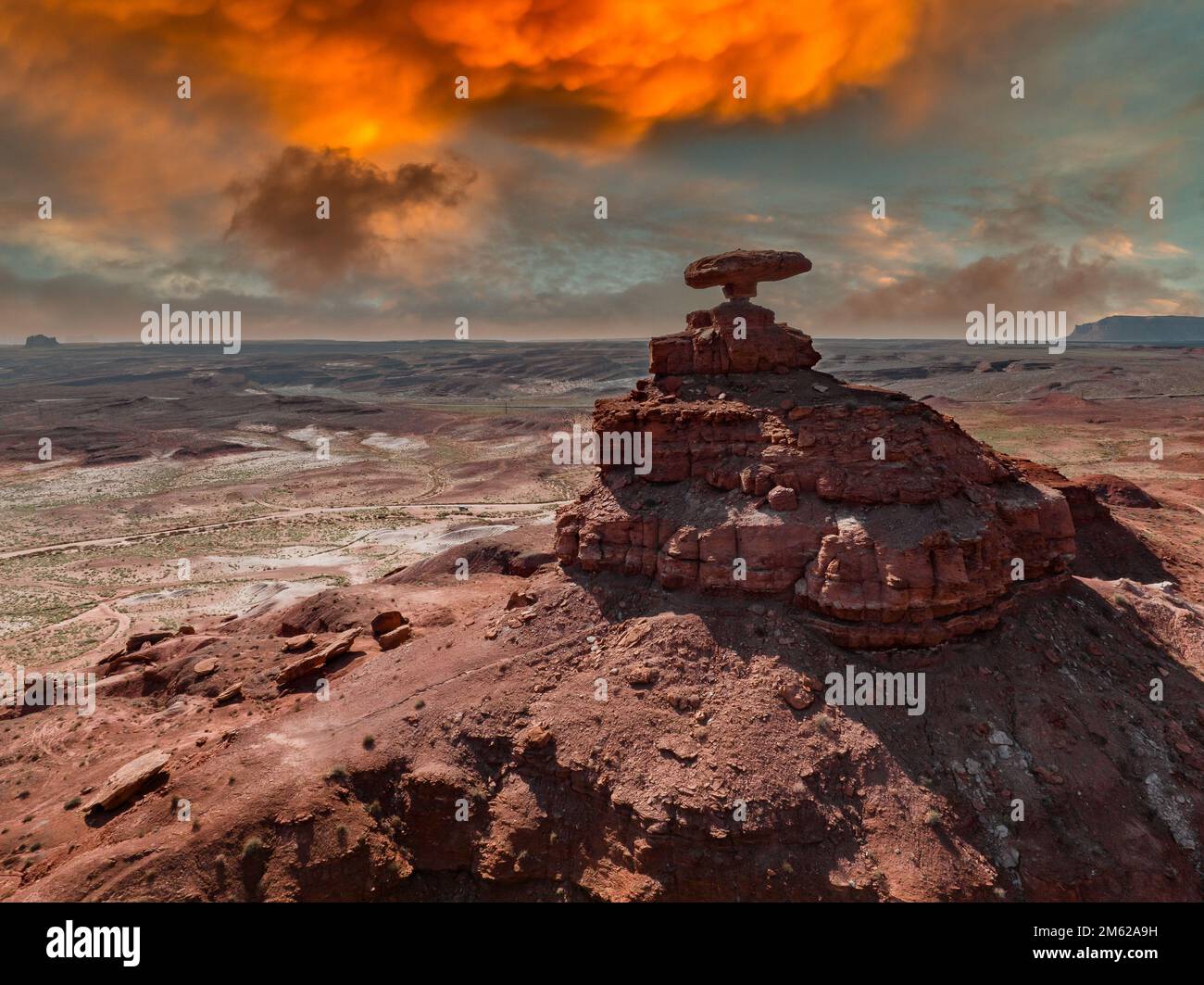 The balancing stone called Mexican Hat Rock in Utah. Mexican Hat Stock ...
