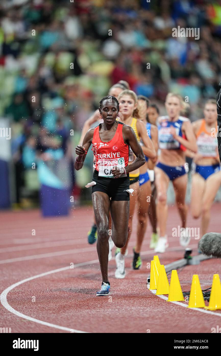 Yasemin Can participating in the 5000 meters at the European Athletics ...