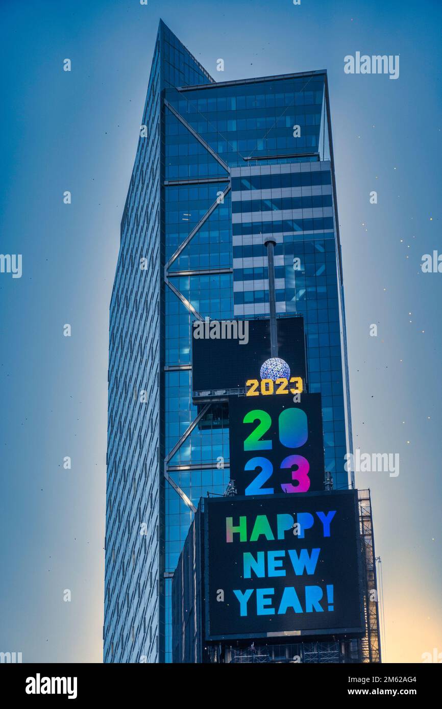 Times Square in New York City greets everyone with a "Happy New Year ...
