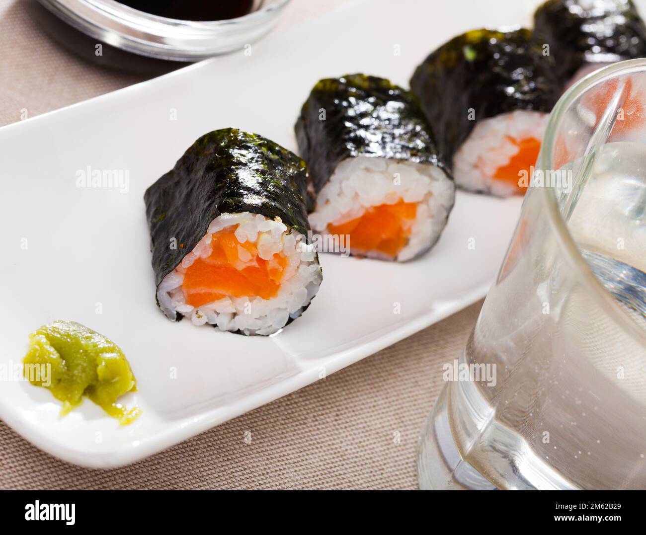 Sushi maki set with salmon Stock Photo - Alamy