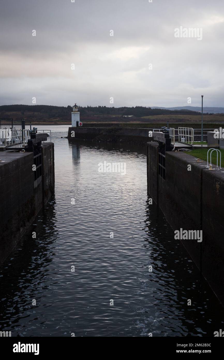 Where Crinan canal meets Loch Fyne Stock Photo - Alamy