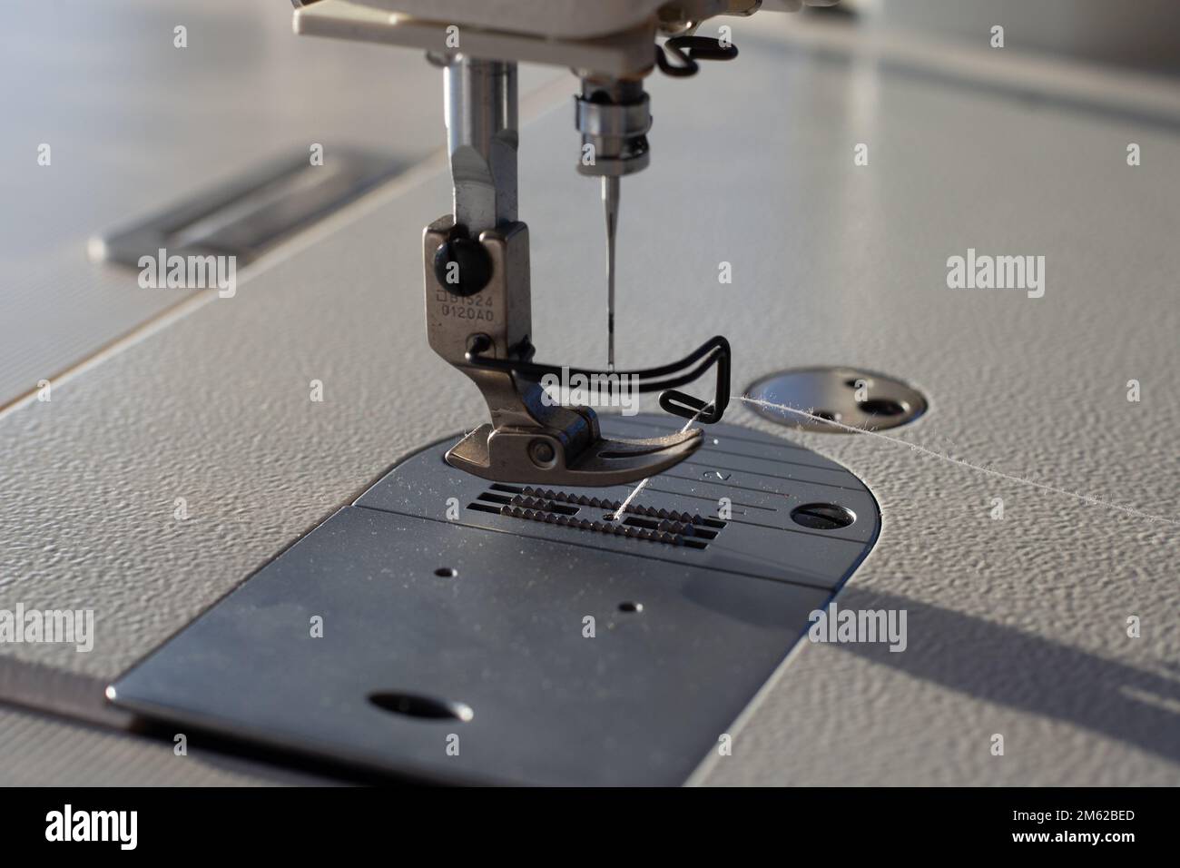 Close up of a industrial sowing machine Stock Photo - Alamy