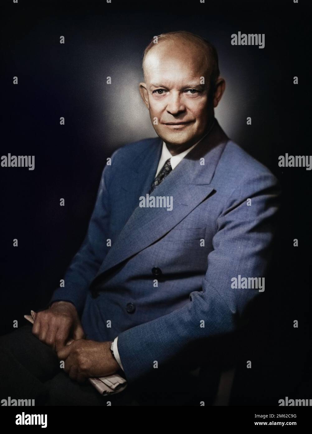 Dwight D. Eisenhower, three-quarter length portrait, seated, facing ...